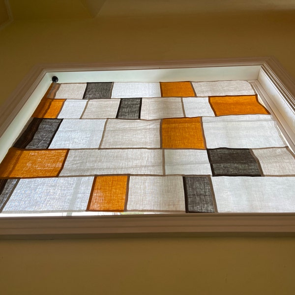 Modern Pojagi Curtain, Pojagi Panel, Pure Linen Curtain, Home Decor ...