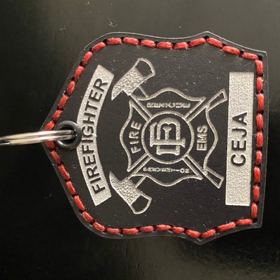 Custom Leather Firefighter Helmet Shield Keychain. - Etsy