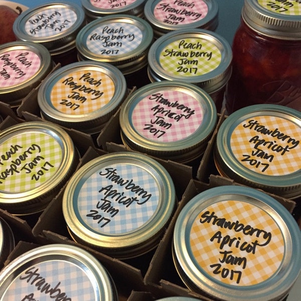 Cottage Chic Lattice Canning Jar Labels, Printed Jam and Jelly Gingham ...