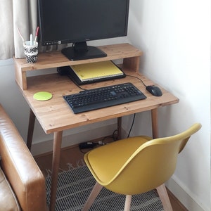 Computer Desk with Monitor Stand Rustic Reclaimed Handmade | Etsy
