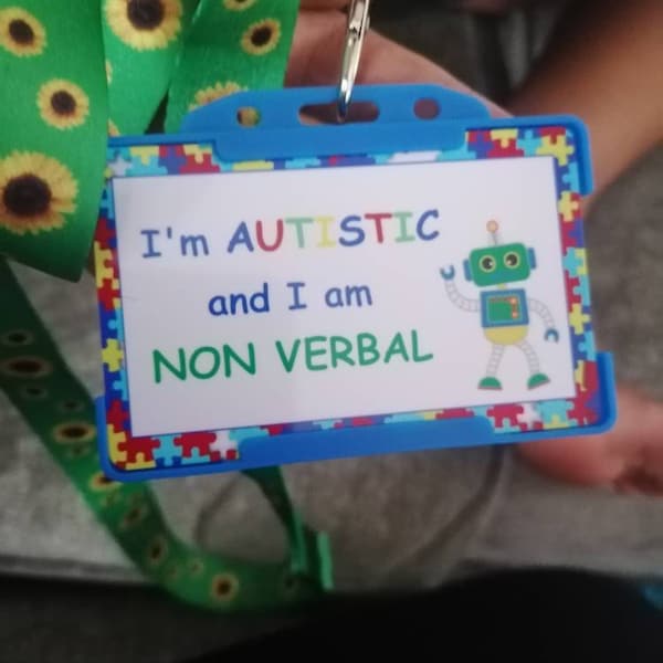 I Am Autistic and Non Verbal - Hidden Disability Autism Awareness ID ...