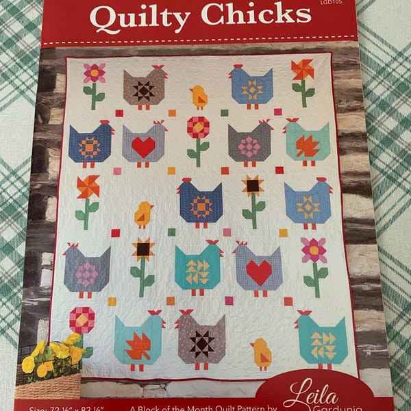Print | Quilty Chicks | Chicken Block of the Month Quilt Pattern - Etsy