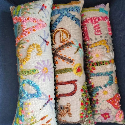Personalized Name Freehand Bohemian Embroidered Pillow Made to - Etsy