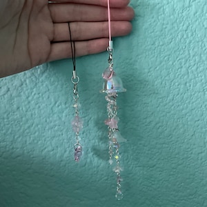 Pink Flower Phone Charm Beaded Lotus Flower Phone Strap Fairycore ...