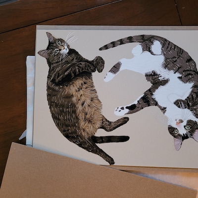 Brown Cat Art Cat Loafing Adorable Cat Print Boho Cat Art - Etsy