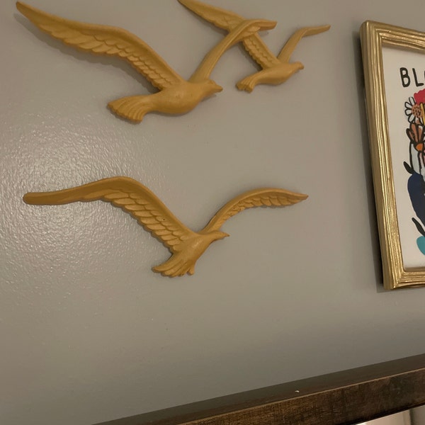 White Seagulls Wall Decor, Flock O Seagulls Vintage Wall Art by Homco ...