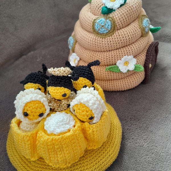 Beehive With Bees Crochet Pattern - Etsy