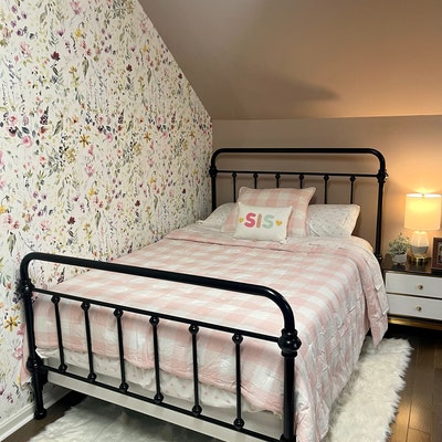 Hand Painted Floral Wallpaper. 2024 Collection. Watercolor Floral. Peel ...