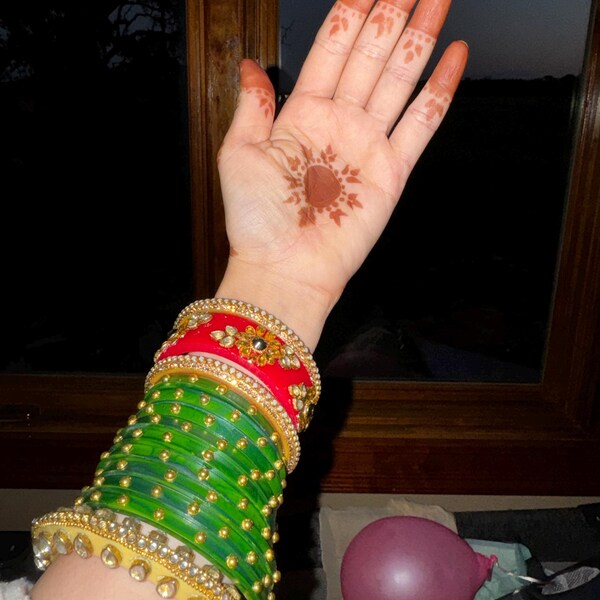 Indian Wedding Chuda Set Glass Kundan & Stone Work Embellished With ...