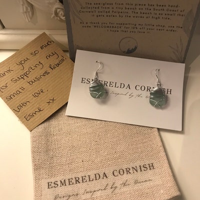 Cornish Sea Glass Sterling Silver Earrings / Handmade Jewelry From ...