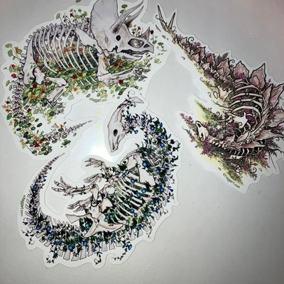 Prehistoric Bones Sticker Pack mosasaurus, Plesiosaurus, Swordfish Set ...