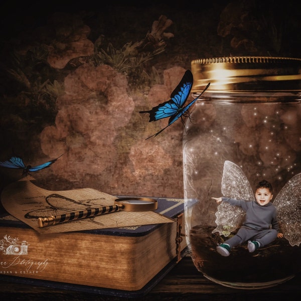 Butterfly Jar Backdrop, Digital Backdrop, Photography Background ...
