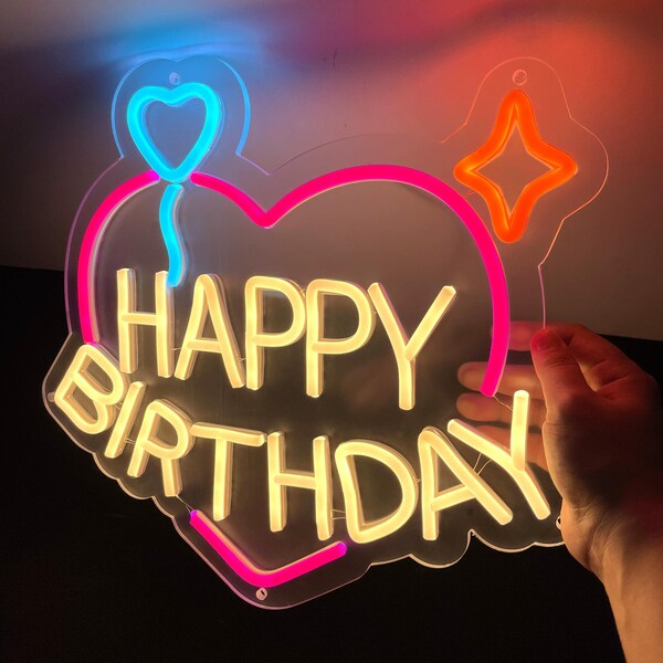 Happy Birthday Custom Neon Sign Neon Signs Personalized Gifts Wedding ...