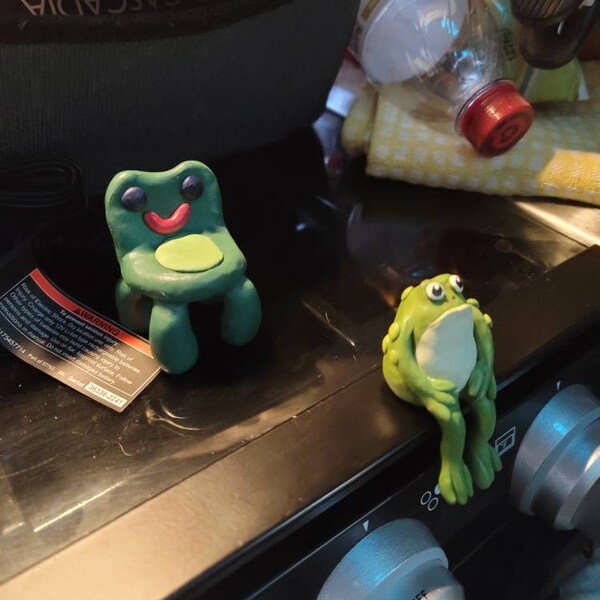 Handmade Polymer Clay Green Small Tiny Toad Figurine Personalized Gift ...