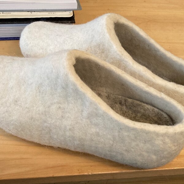 Boiled Wool Slippers: Handmade Felt Clogs, Hygge House Shoes - Etsy