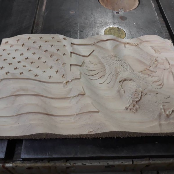 CNC Stl 3D Wavy American Eagle Flag. Beautiful, Highly Detailed and ...