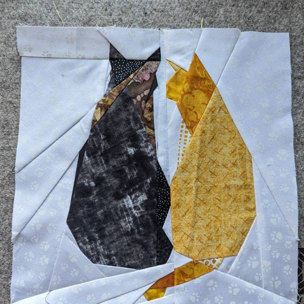 FPP Pattern Cat 1 Silhouette Foundation Paper Piecing 25x25cm or 10 ...