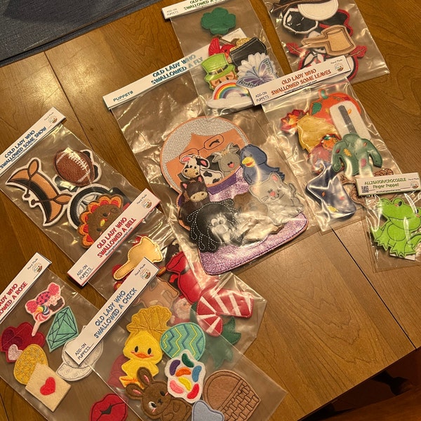 Old Lady Who Swallowed a Fly Puppets Lady Plus 8, or 17 Finger Puppet ...