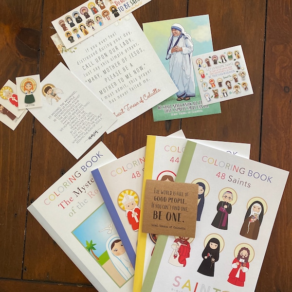 Set of 4 Catholic Kids Coloring Books. 6x9 Catholic Saints Coloring ...