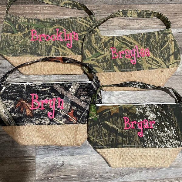 Personalized Camo Easter Basket, Embroidered Name Tote, Handmade Kids ...