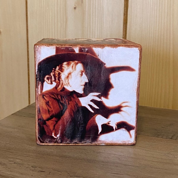 Primitive Halloween Witch Block 6-sided Wooden Block - Etsy