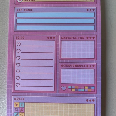 Artsy Aesthetic Daily Planner Pad Kawaii Art Aesthetic Stationery - Etsy