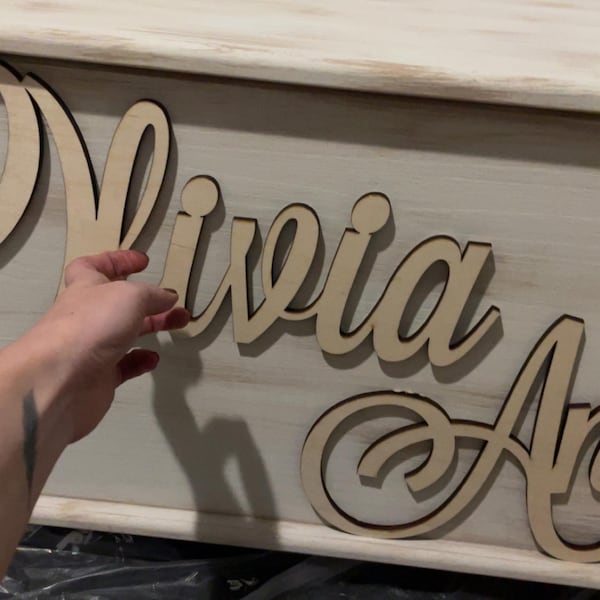 Custom Script Unfinished Wood Sign - Laser Cut Letters - Hanging Wall ...