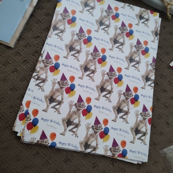 Gollum Wrapping Paper, Wrapping Paper, Lord of the Ring, Gift Wrap, My ...