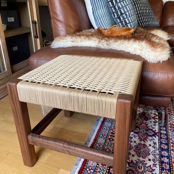Handmade Foot-stools Made From Red Oak, With Danish Cord - Etsy