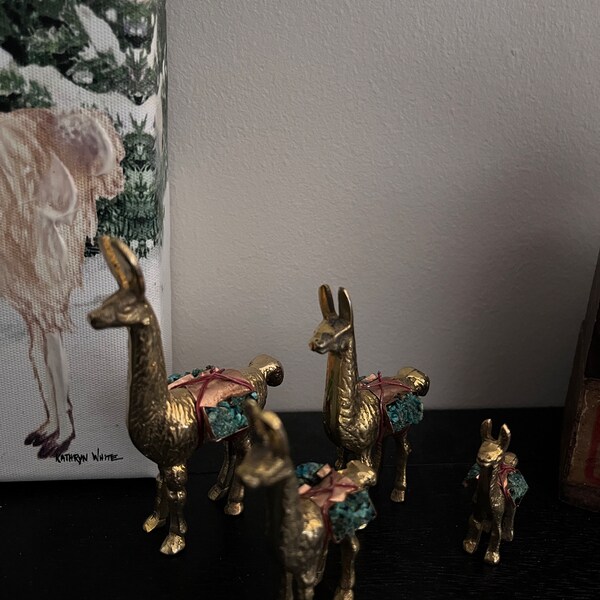 Peruvian Llama Figurine X4. Carved in Bronze. Perfect Gift, Peruvian ...