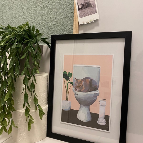 Set of Two Toad Bathroom Prints. Toad in the Bath, Frog on the Toilet ...