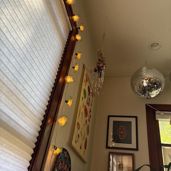 Handmade White & Green Flower String Lights: Patio Wedding Decoration ...