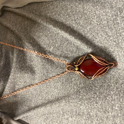 Red Fire Labradorite Pendant Copper Wire Wrapped Pendant Handmade ...