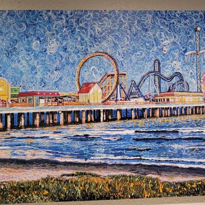 Galveston Texas Art Painting or Print Beach Town Carnival Pier Texas ...