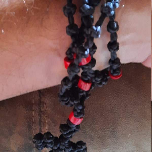 White 33 Knot Eastern Orthodox Prayer Rope Byzantine Style Cross and 3 ...