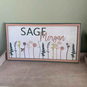 Wildflowers Nursery Sign Personalized, Wood Name Sign for Nursery - Etsy