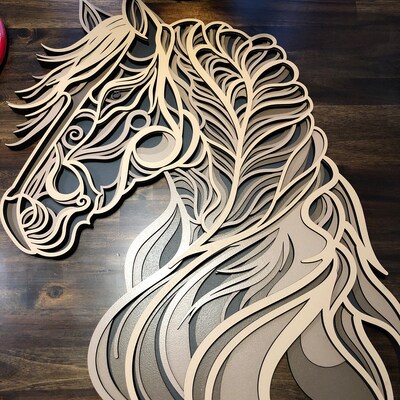 Multilayer Horse Laser Cut File 3D Horse Mandala Layered Dxf Dwg ...