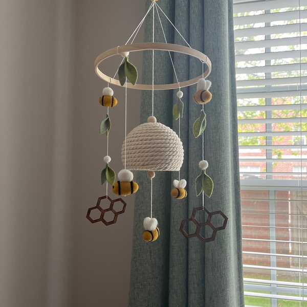 Felt Bumble Bee Mobile - Beehive & Bee Nursery Decor - Handmade Mobile ...