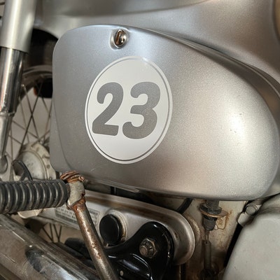 Custom Made Motorcycle Tank Number Decal Sticker Cafe Racer Choose ...