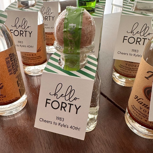 Hello Thirty Birthday Party Favors, Mini Liquor Bottle Tag, Adult ...