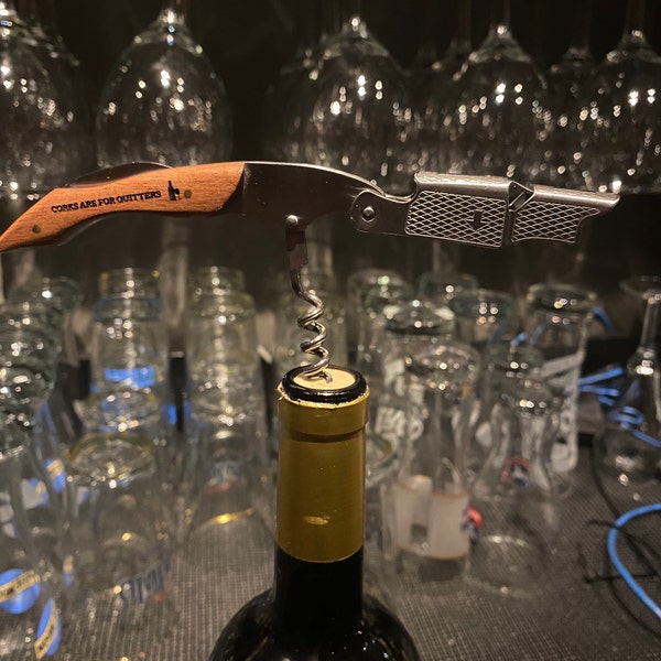 Custom Engraved Wood Wine Key, Wine Opener, Corkscrew, Personalized ...