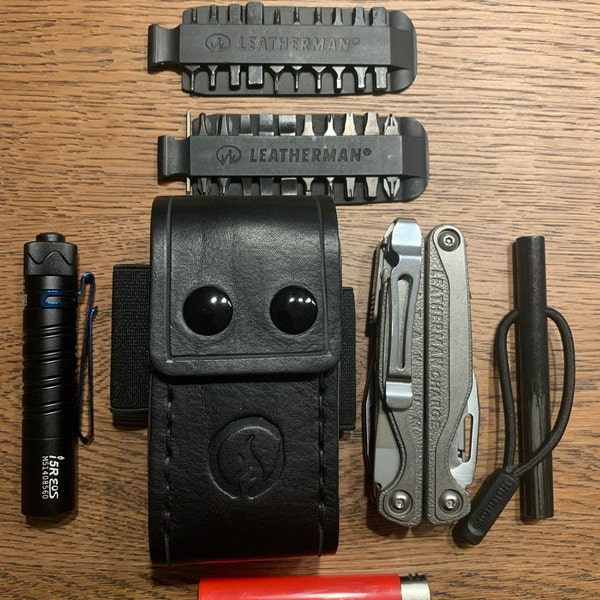 LEATHERMAN® MULTITOOL Deluxe Leather Sheath (pockets for Bits,extender ...