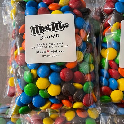 M&M Square Thank You Stickers, Personalised Stickers, Wedding Favours ...