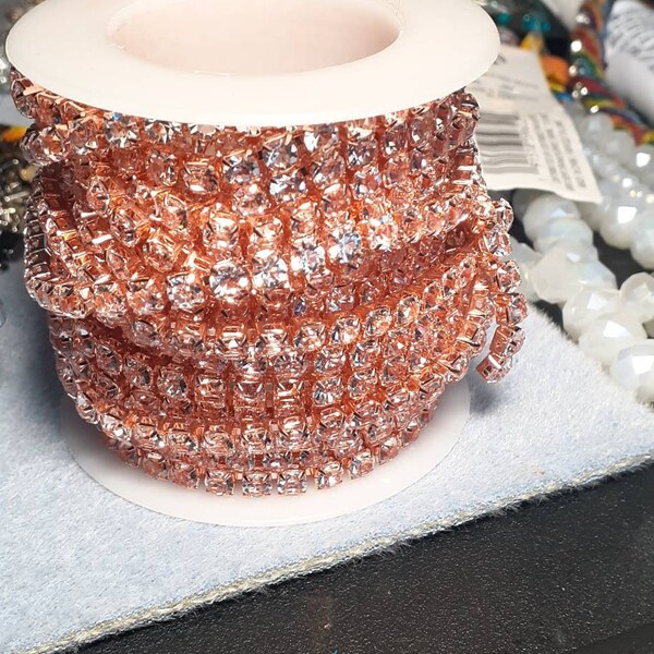 Rose Gold Chain,rhinestone Chain,rhinestone Trim,chain Rhinestones ...