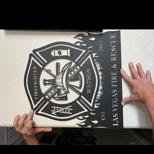 Firefighter Personalized Metal Sign Gift. Custom Fire Department ...