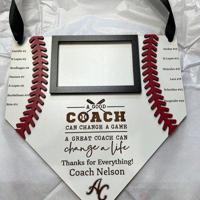Baseball Theme End of Season Gift for Coach. Hanging Sign Photo Frame ...