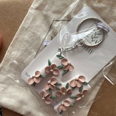 Polymer Clay Letter Keychain Initial Keychain - Etsy