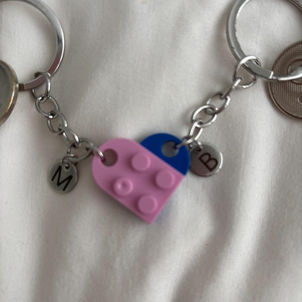 Personalized Initial Heart Keychain Set,initials Matching Keychains for ...