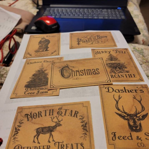 Primitive Country Christmas Labels, Christmas Tags, Holiday Signs ...