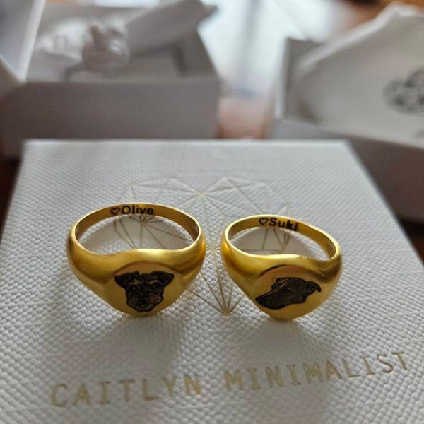 Pet Photo Signet Ring by Caitlyn Minimalist • Custom Engraved Jewelry ...